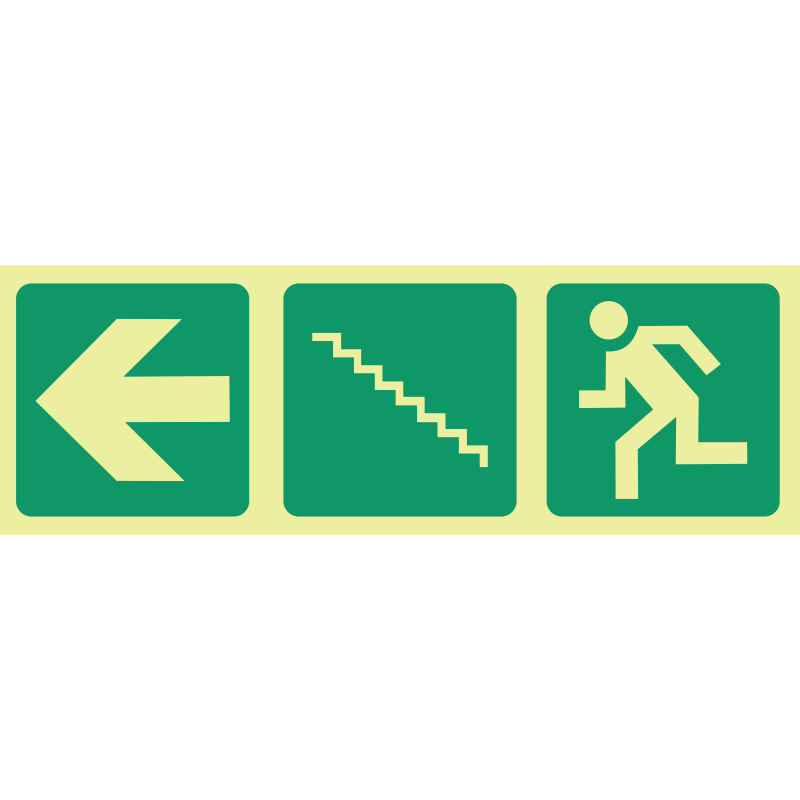 E19 - SABS Photoluminescent arrow left, stairs up, running man safety ...